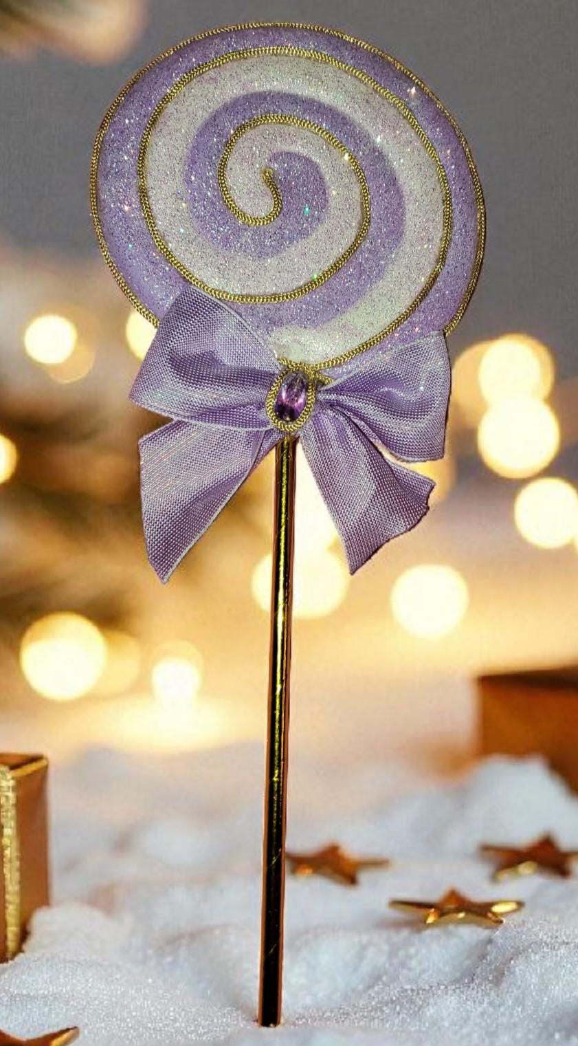 12" Candyland Whimsical Glitter Purple Lavender White & Gold Glam Fake ...