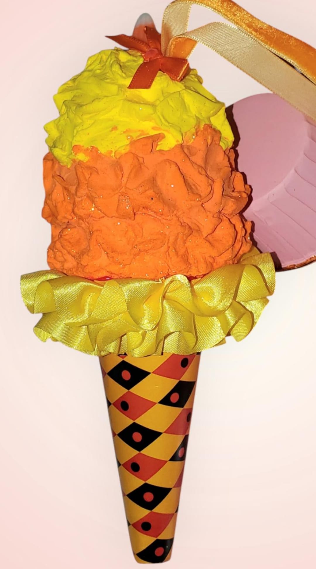 Whimsical Halloween Candy Corn Orange Yellow Black Harlequin Large ...