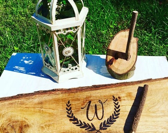 Wood slab guest book | Etsy