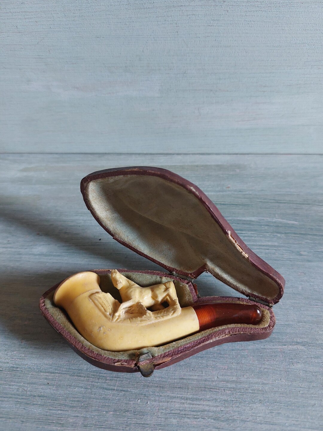 Collectable Antique Victorian Meerschaum Cheroot Pipe With Ornamental ...