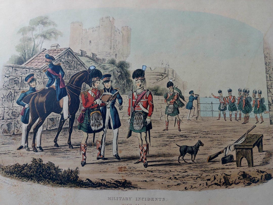 Antique Military Engraving 'military Incidents 92nd Highlanders ...