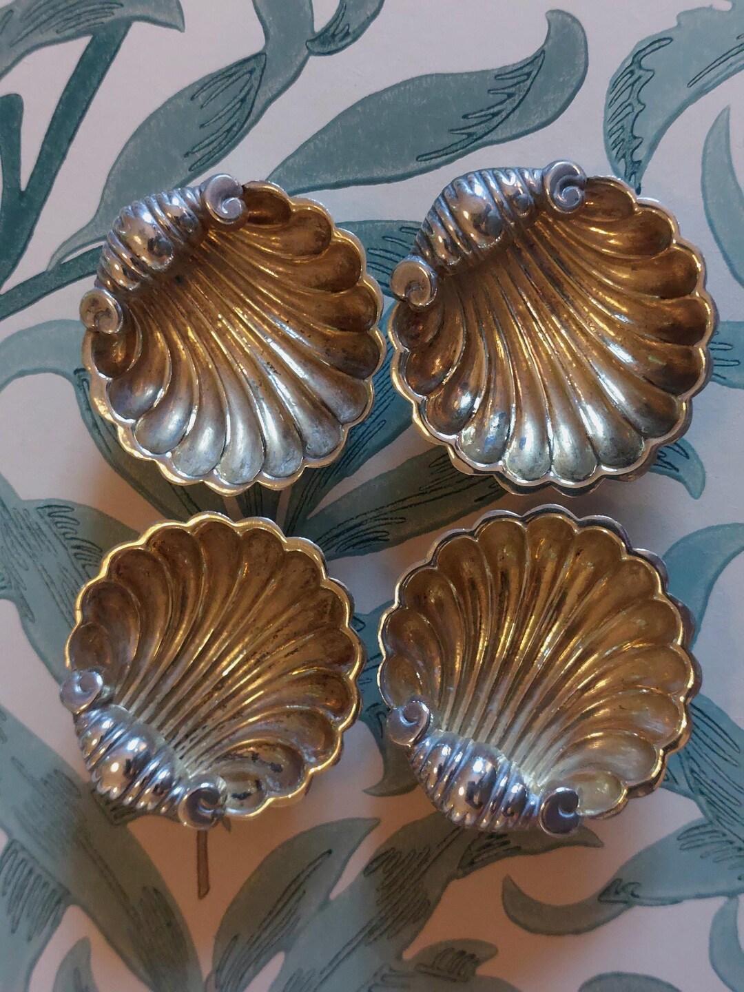 Antique Set of Edwardian Silverplate Salts Circa 1907 Four Salt Cellars ...