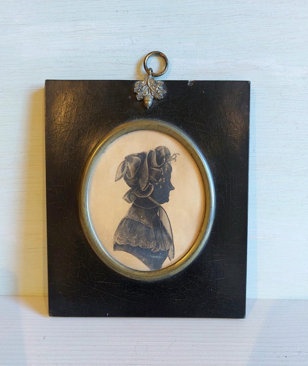 Antique Georgian Ink and Watercolour Silhouette Portrait of a Lady ...