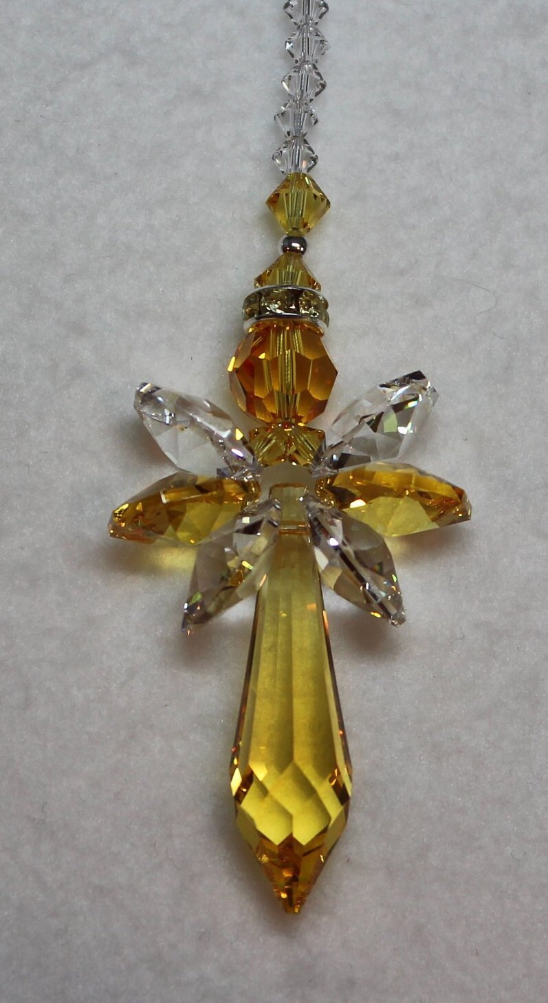 Yellow Guardian Angel Sun Catcher Made With Swarovski Crystal | Etsy