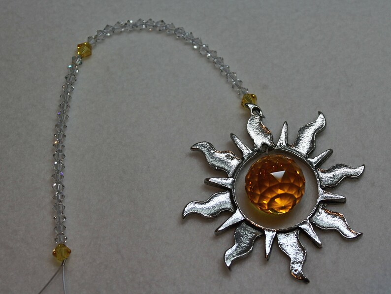 Pewter Sun With Swarovski Strass 20mm Light Topaz Ball Suncatcher - Etsy