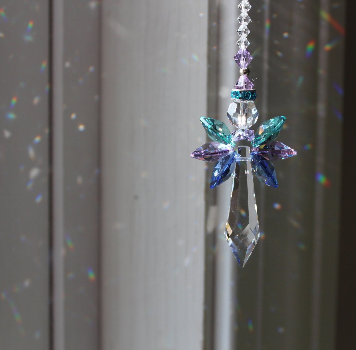 Beach Colors Guardian Angel Sun Catcher Made With Swarovski | Etsy