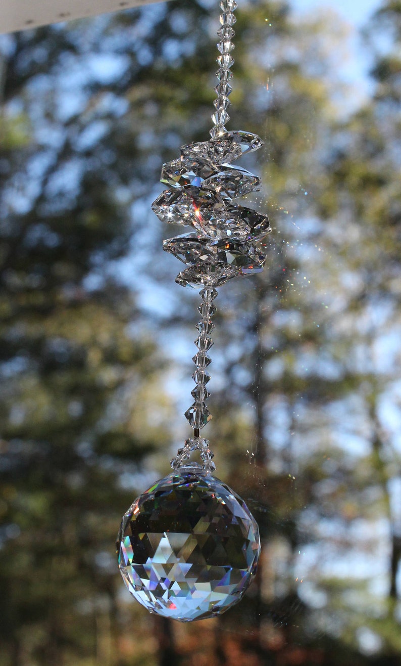 Crystal 30mm Ball With Octagon Cluster Suncatcher Made With | Etsy