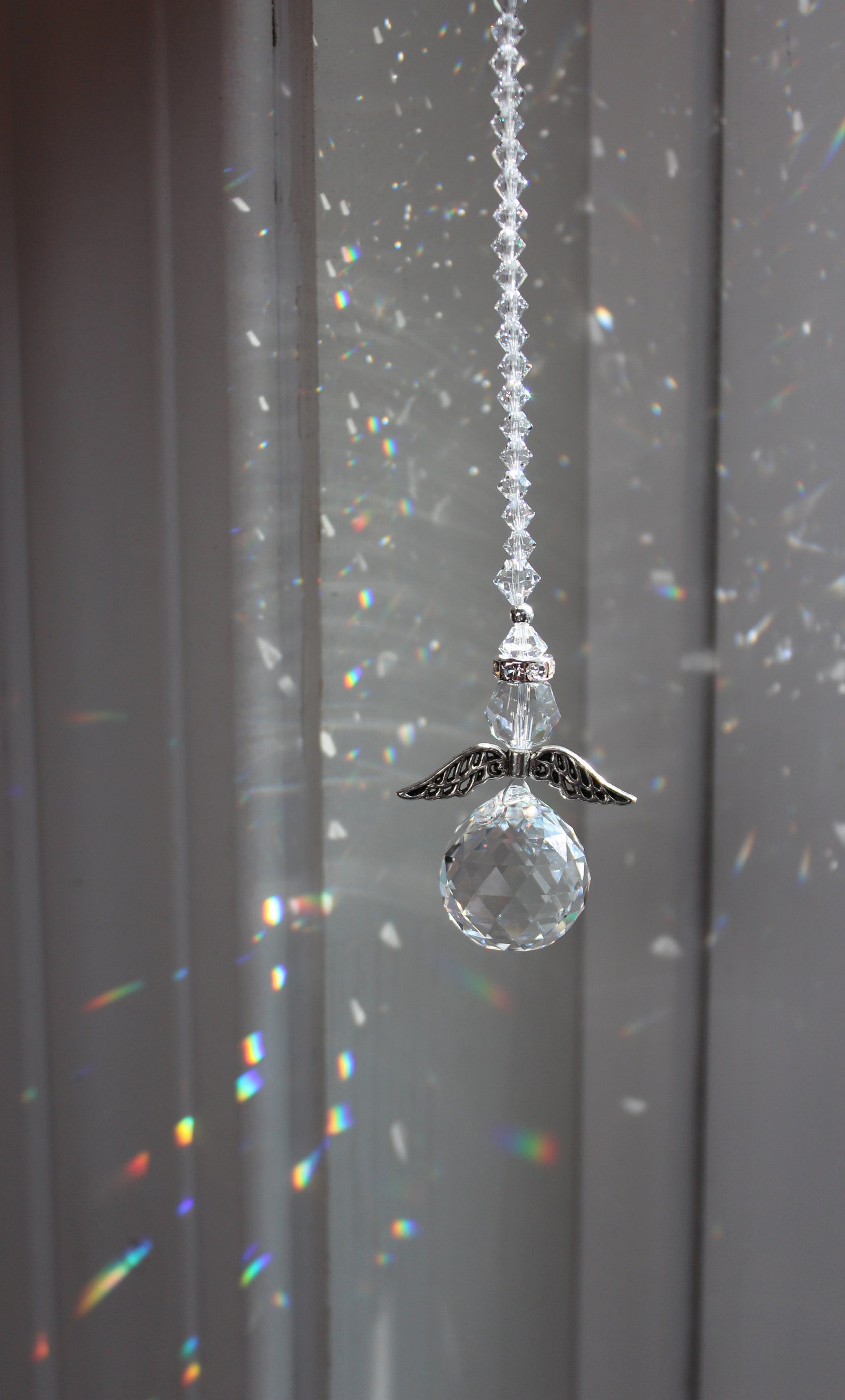 Angel Sun Catcher Made With Swarovski 20mm Round Clear Crystal, Rainbow ...