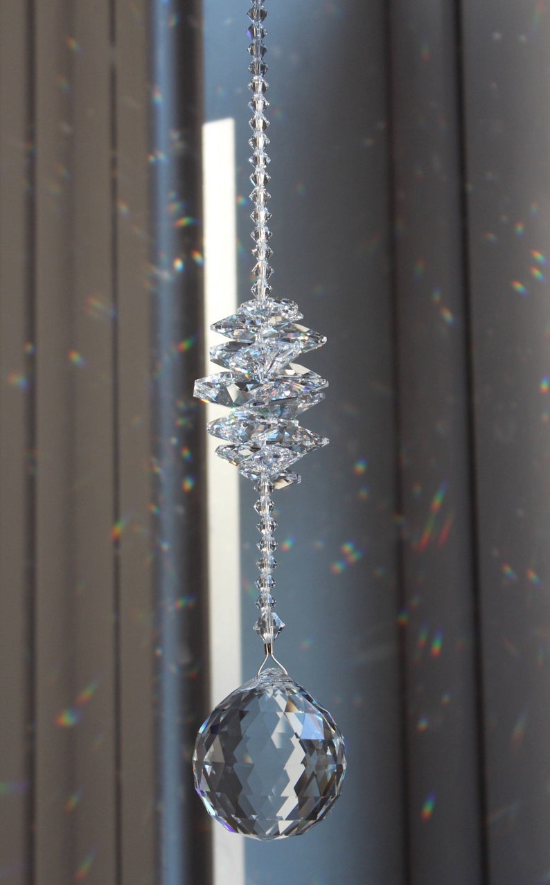 Crystal 30mm Ball With Octagon Cluster Suncatcher Made With | Etsy