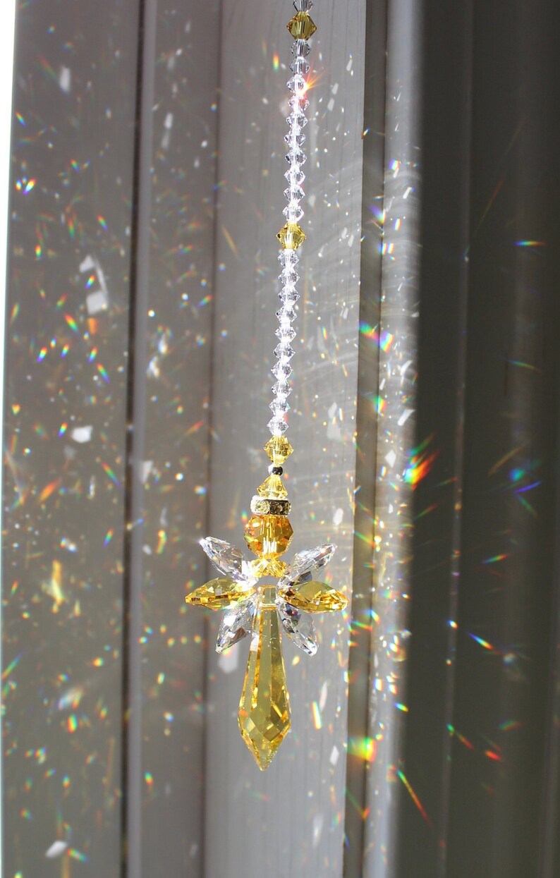 Yellow Guardian Angel Sun Catcher Made With Swarovski Crystal | Etsy