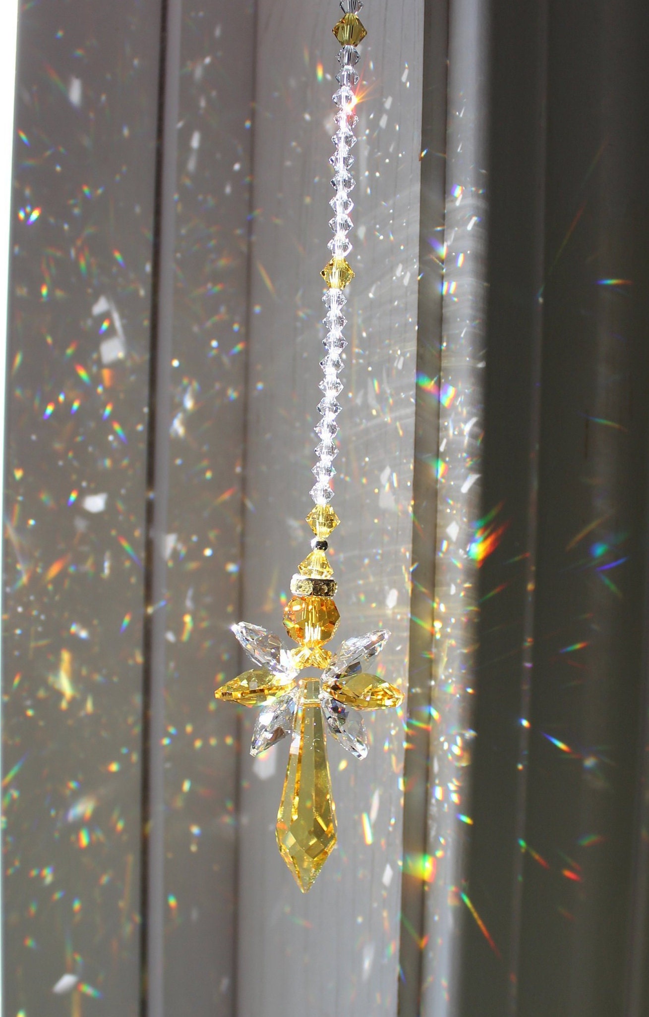 Yellow Guardian Angel Sun Catcher Made With Swarovski Crystal | Etsy