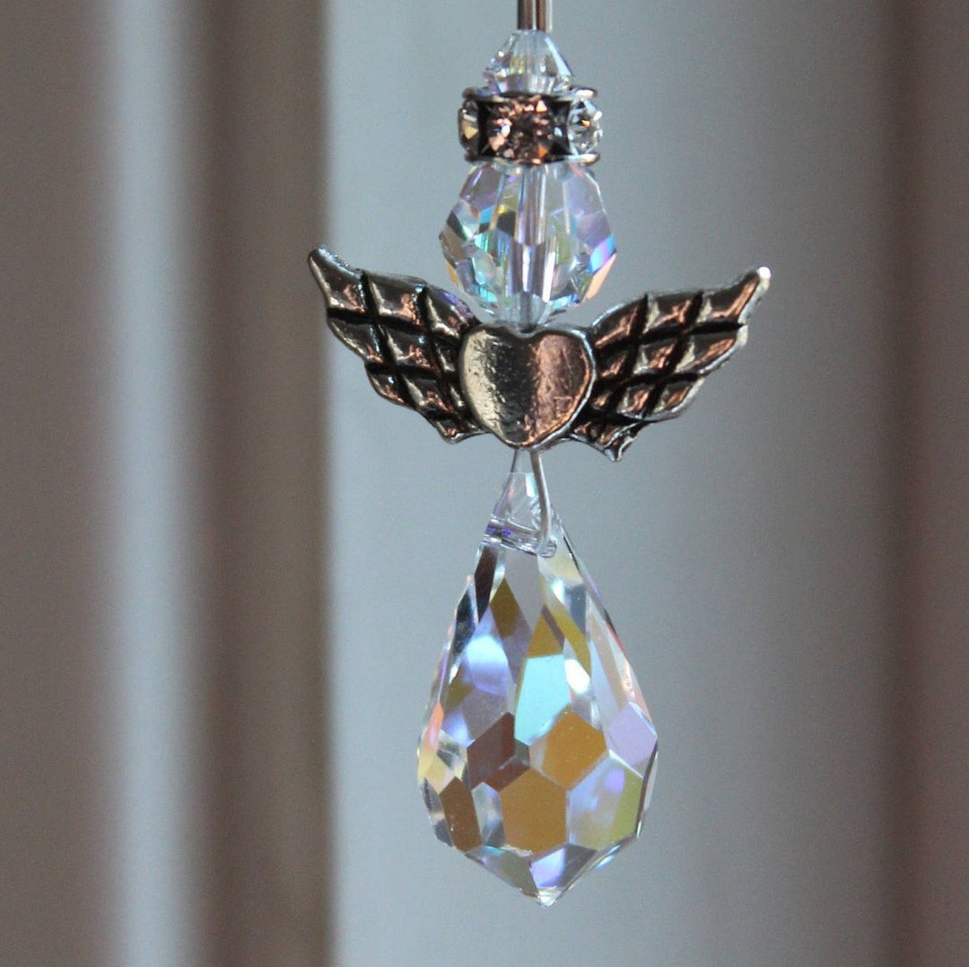 Angel Sun Catcher Made With Swarovski AB Crystal With Heart Wings ...