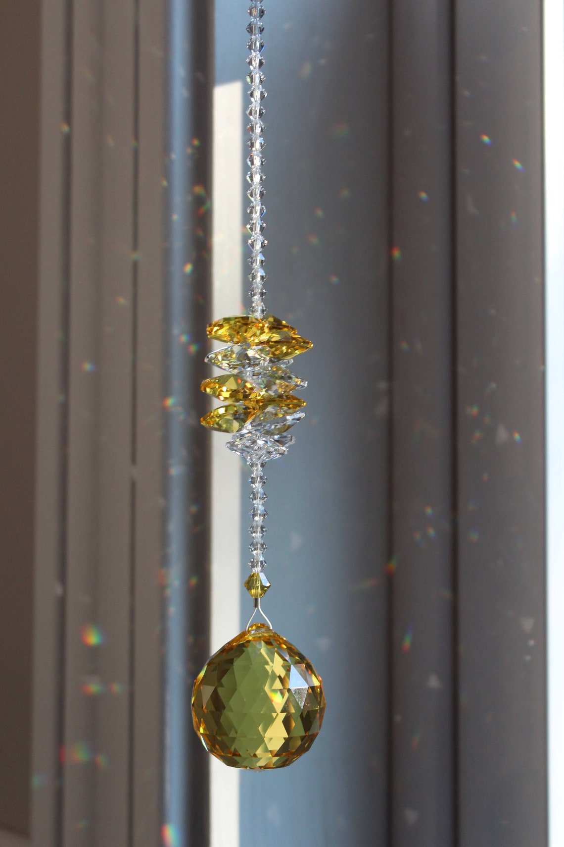 Crystal 30mm Ball With Octagon Cluster Suncatcher Made With | Etsy