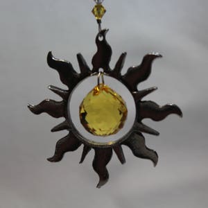 Pewter Sun With Swarovski Strass 20mm Light Topaz Ball Suncatcher - Etsy