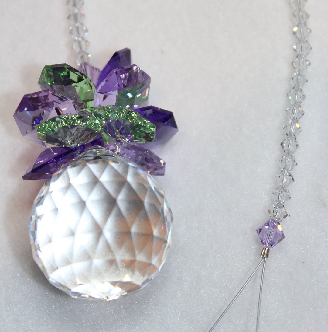 Crystal 30mm Ball Topped With Cluster in Green/purples (pineapple) Sun ...