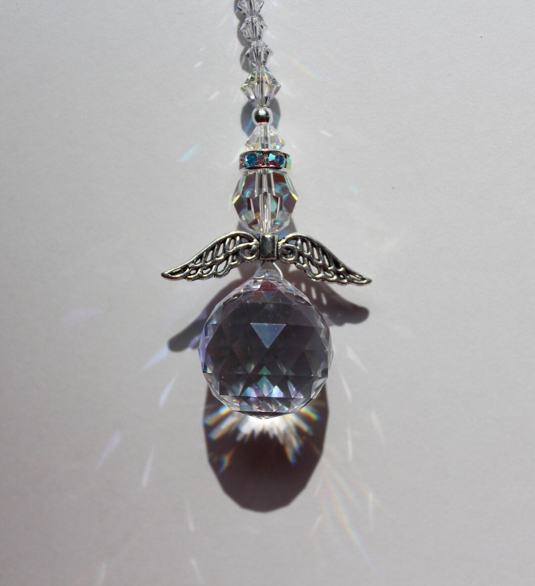 Angel Sun Catcher Made With Swarovski 20mm Round Clear AB Crystal ...