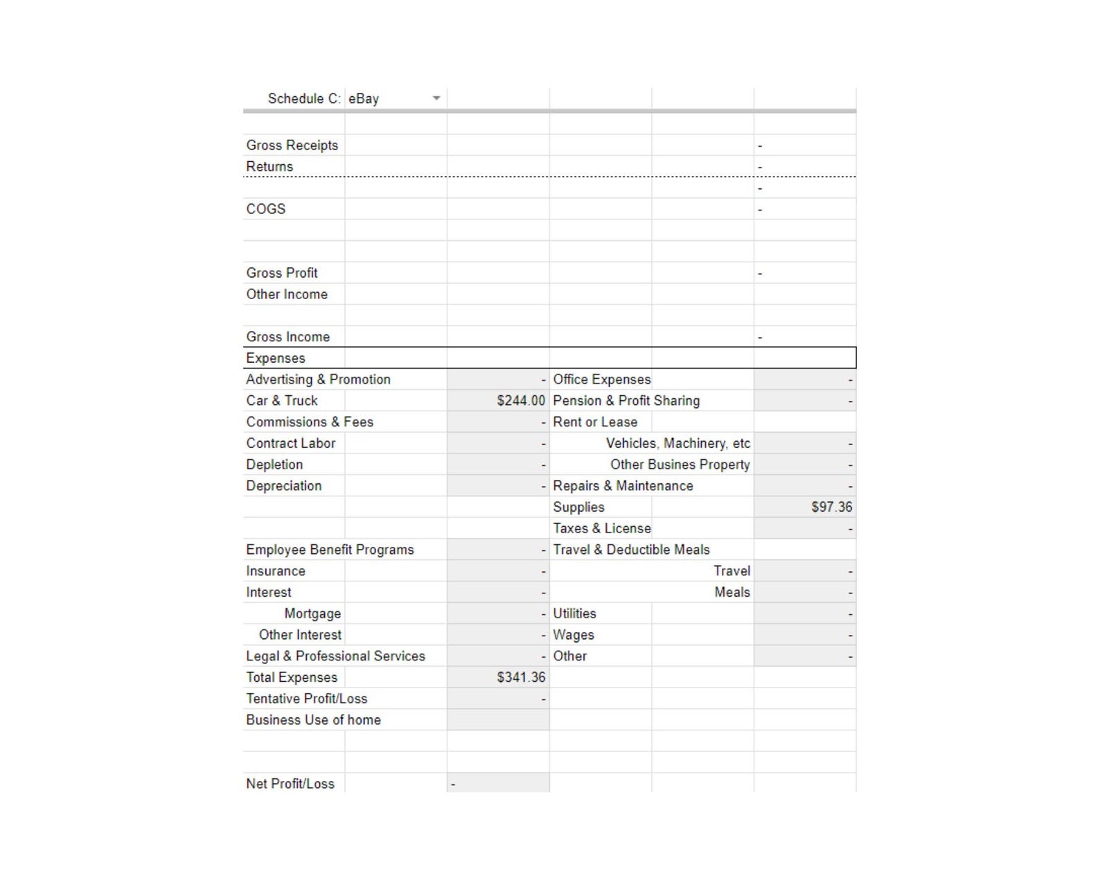 Reseller Mileage and Expense Tracker With Automated Schedule-c Template ...