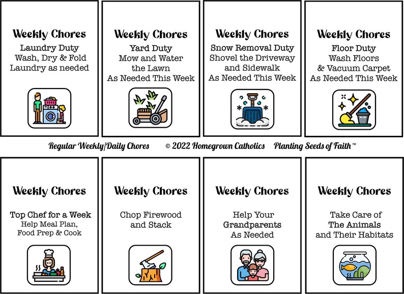 Housekeeping Chore Cards - Etsy