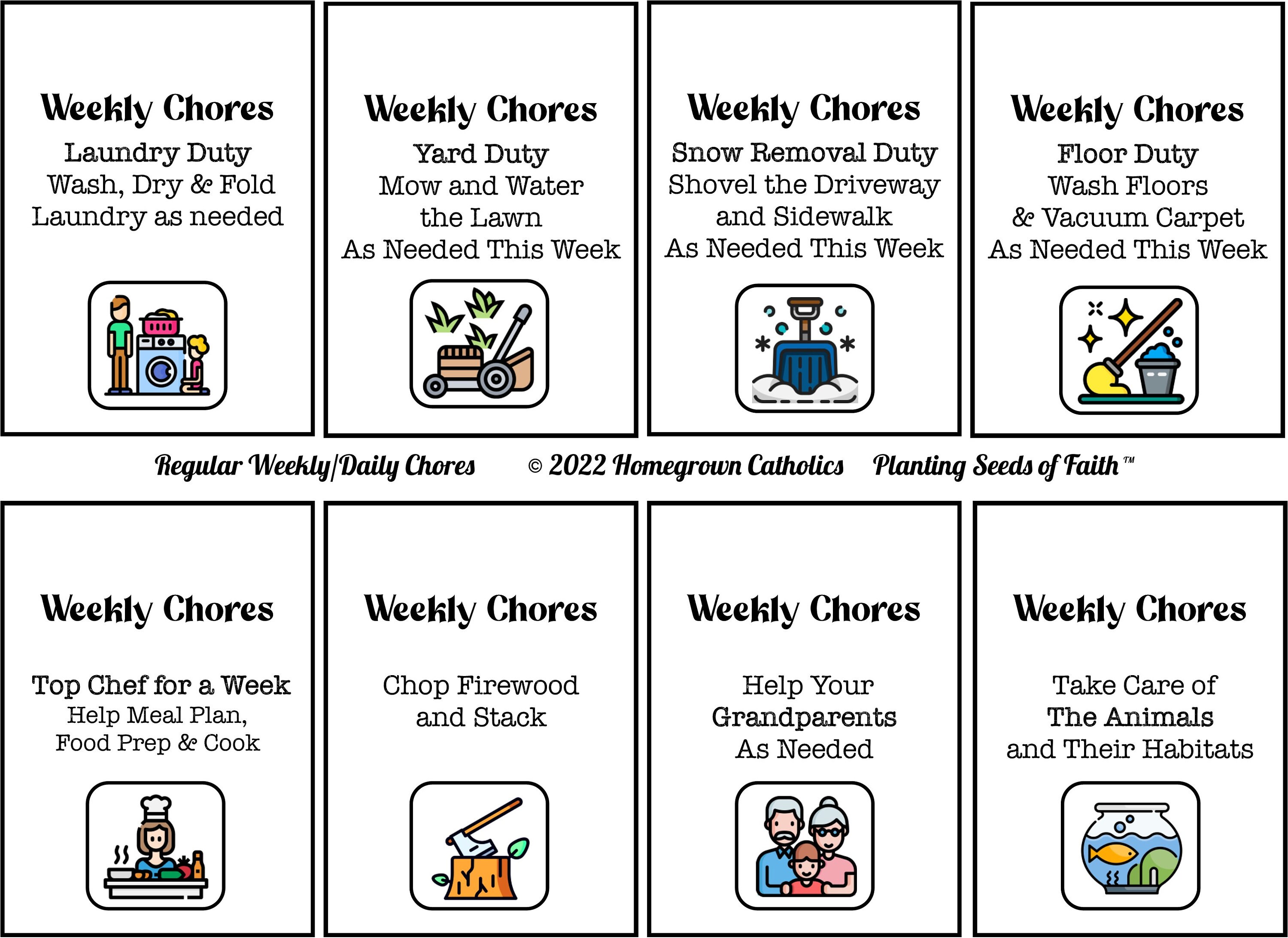 Housekeeping Chore Cards - Etsy