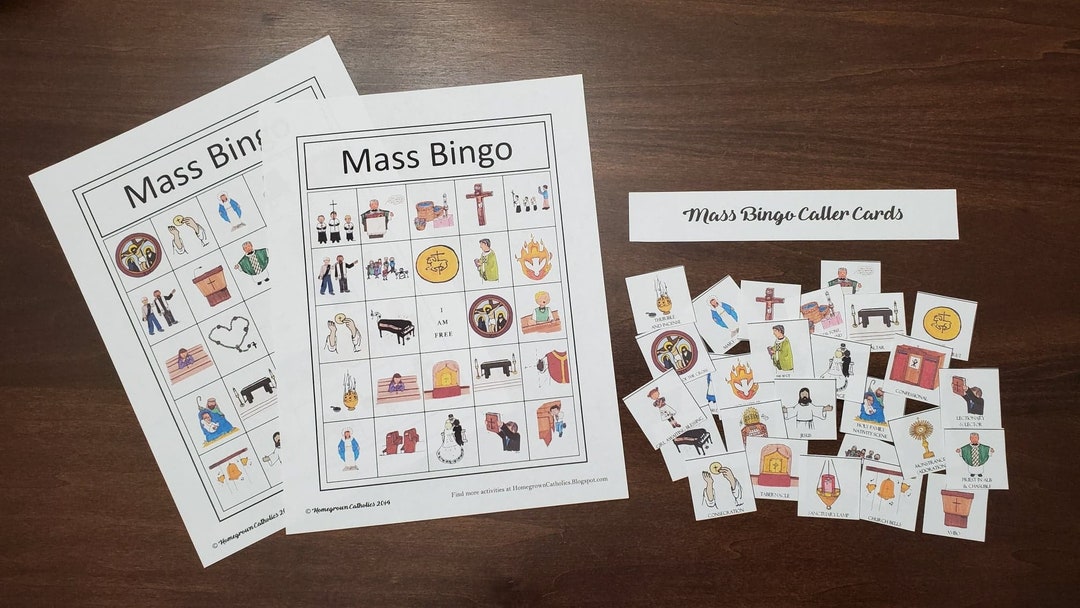 50 Catholic Mass Bingo Cards - Illustrated - Etsy