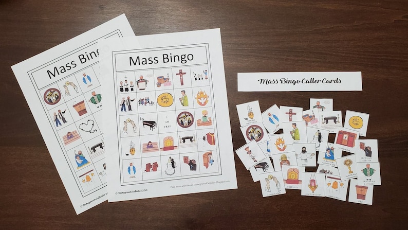 50 Catholic Mass Bingo Cards - Illustrated - Etsy