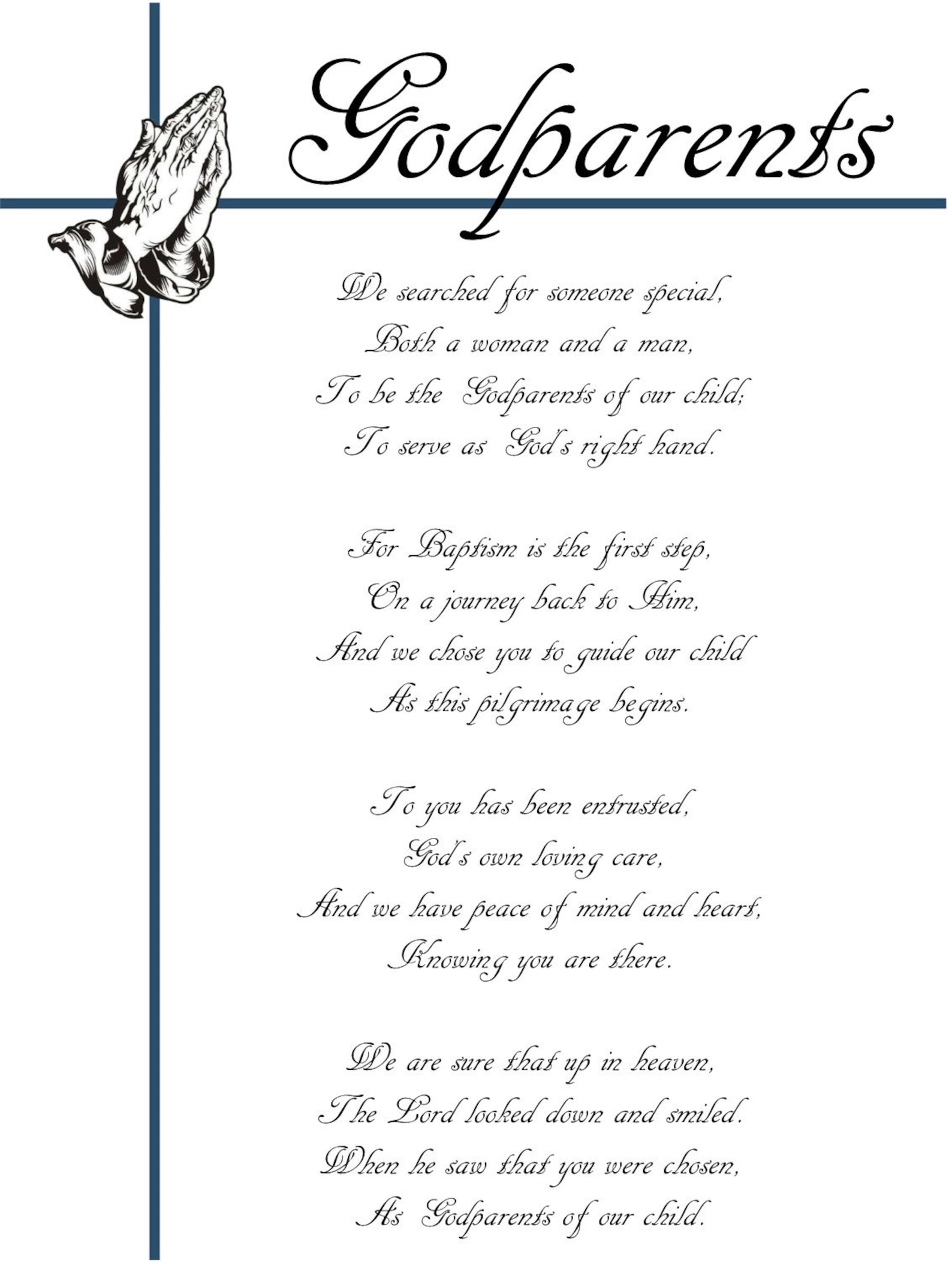 Baptism - Godparent Digital Set - Etsy