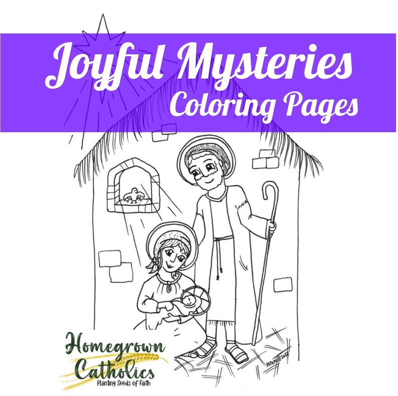 Joyful Mysteries Coloring Pages PDF - Etsy