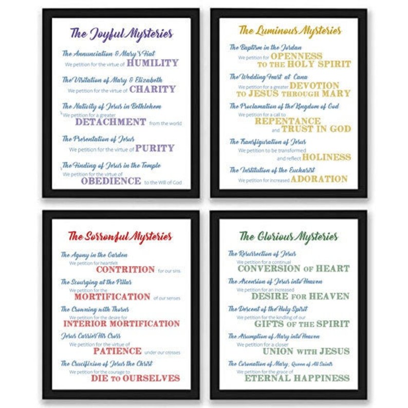 Rosary Virtues Posters & Guide Digital File | Etsy