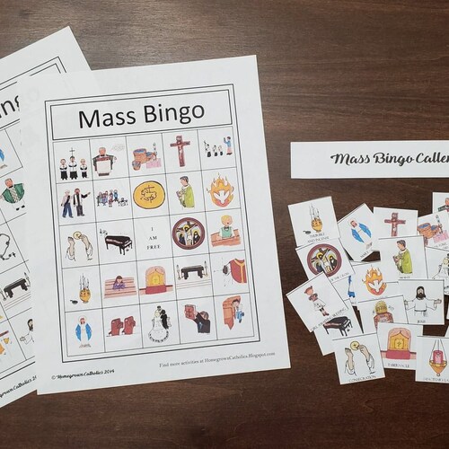 50 Catholic Mass Bingo Cards Illustrated - Etsy