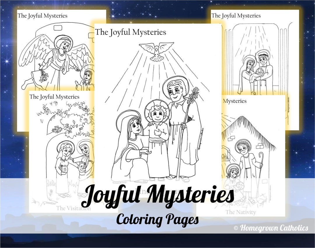 Joyful Mysteries Coloring Pages PDF - Etsy