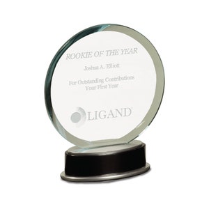 Round Glass Award Gift Etched Glass Award With Piano Finish - Etsy UK