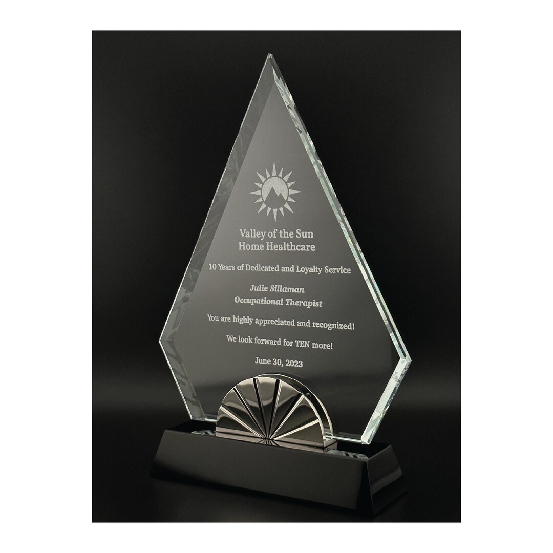 Diamond Horizon Glass With Black Base Engraved Large Award Recognition ...