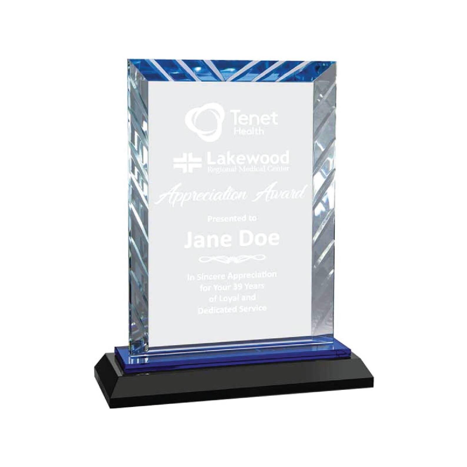 Rectangle Accent Glass on Blue Base Engraved Glass Plaque - Etsy