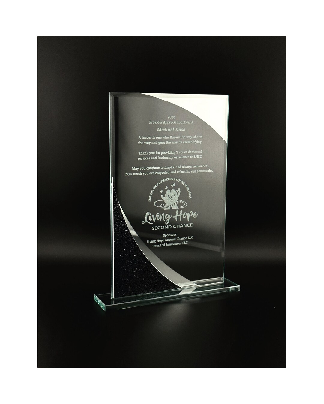 Custom Engraved Rectangle Designer Glass Award Modern Recognition Gift ...