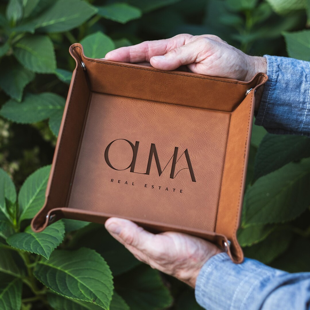 Personalized Rawhide Snap up Tray - Custom Leatherette Catchall Tray ...