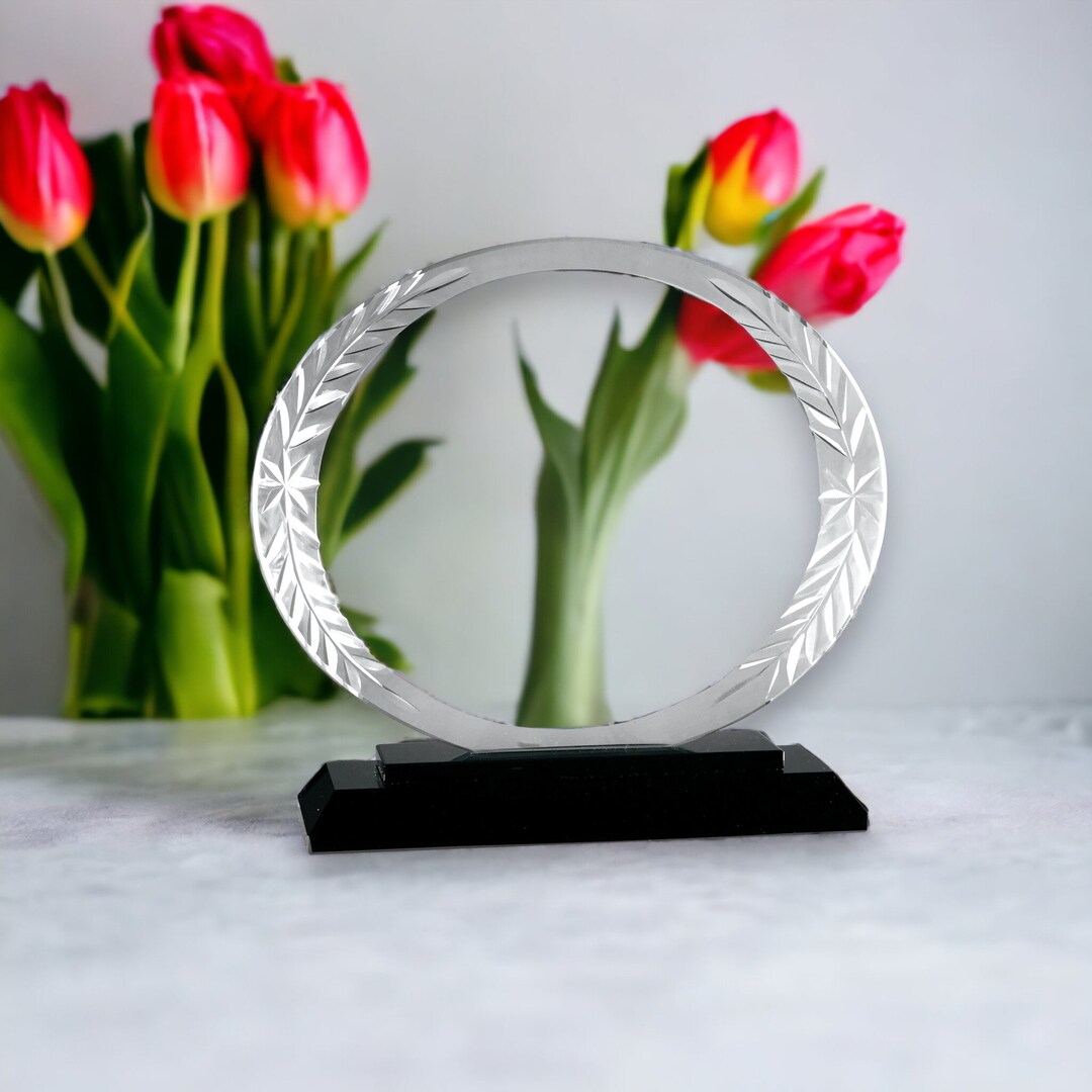 Etched Oval Glass Award Gift Personalized Annual Round Glass Awards on ...