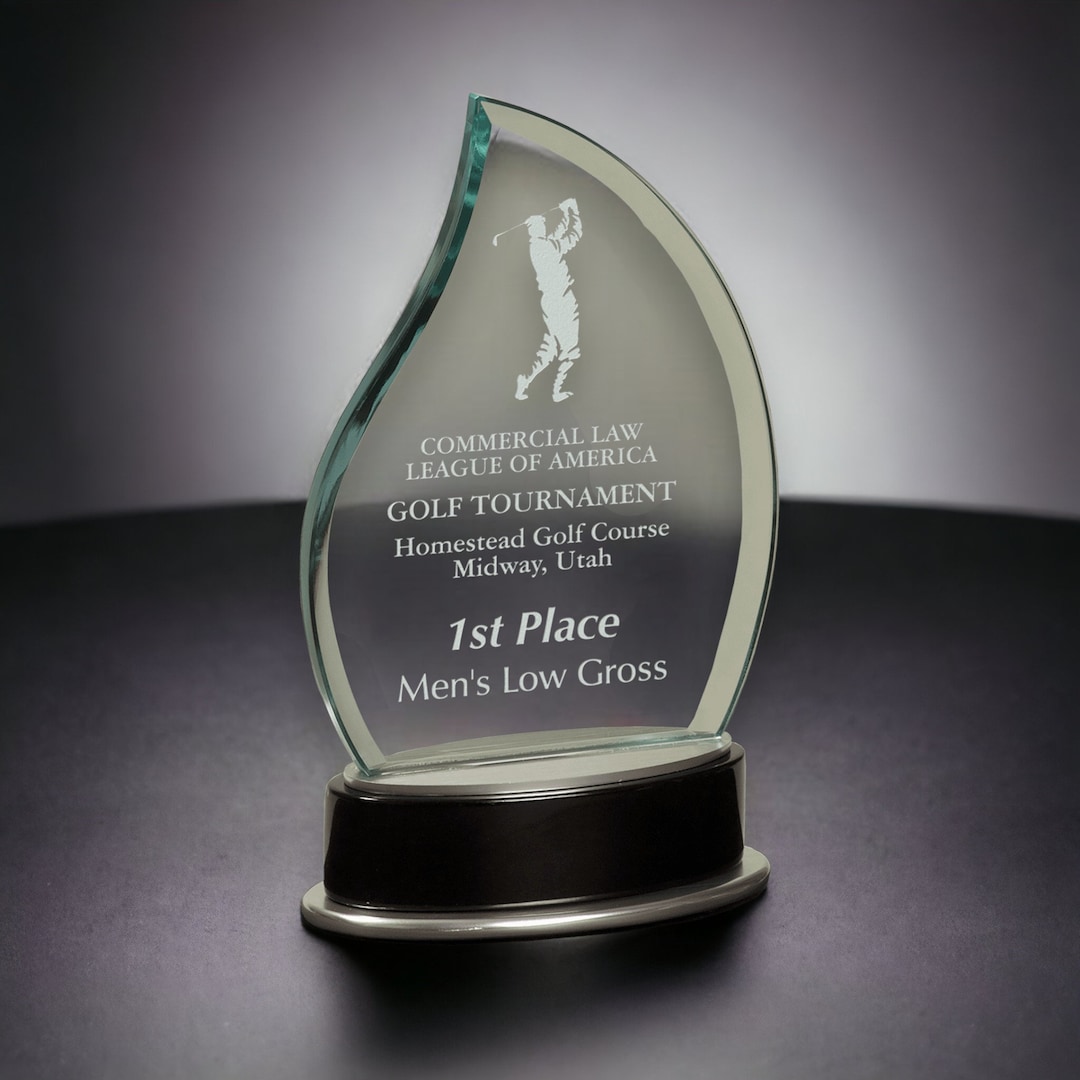 Company Logo Award, Flame Glass Award, Engraved Clear Glass Trophy ...