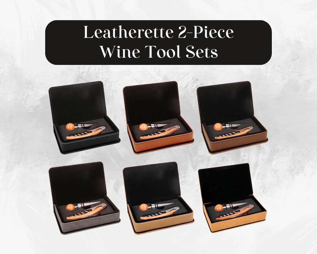 Wine Accessories Set, Leather Tool Set of Wine, Leatherette Wine Box ...