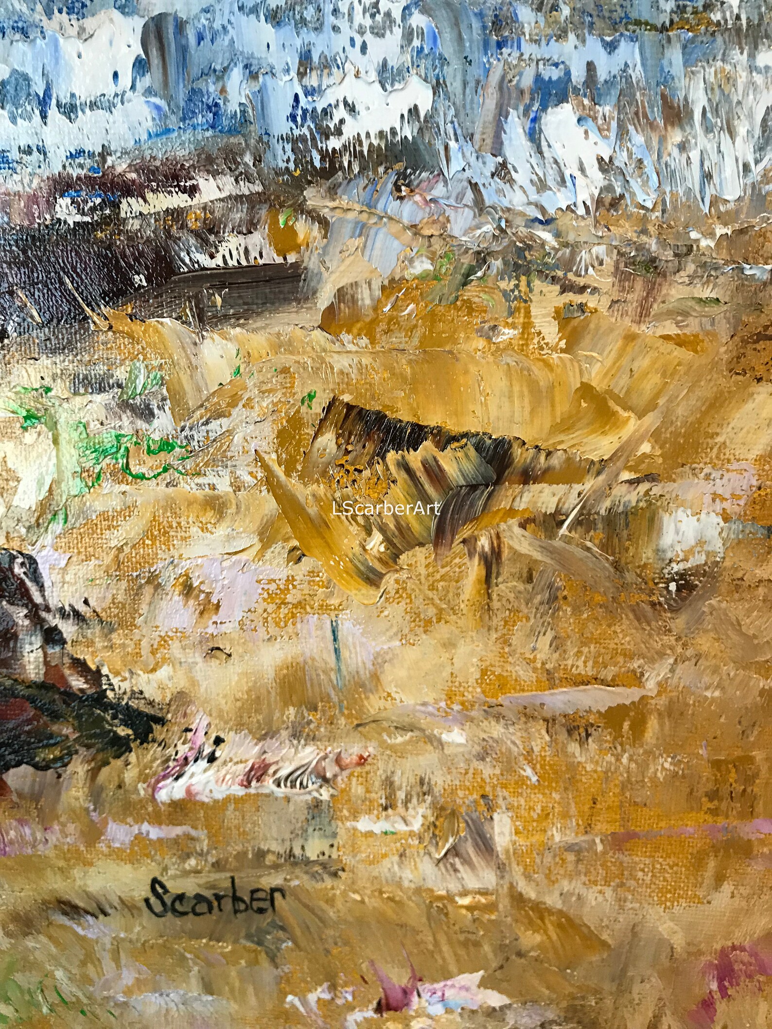 Pebble Beach, 18x24" Oil Painting, Beach Scene, Splashing Waves, Rocky ...