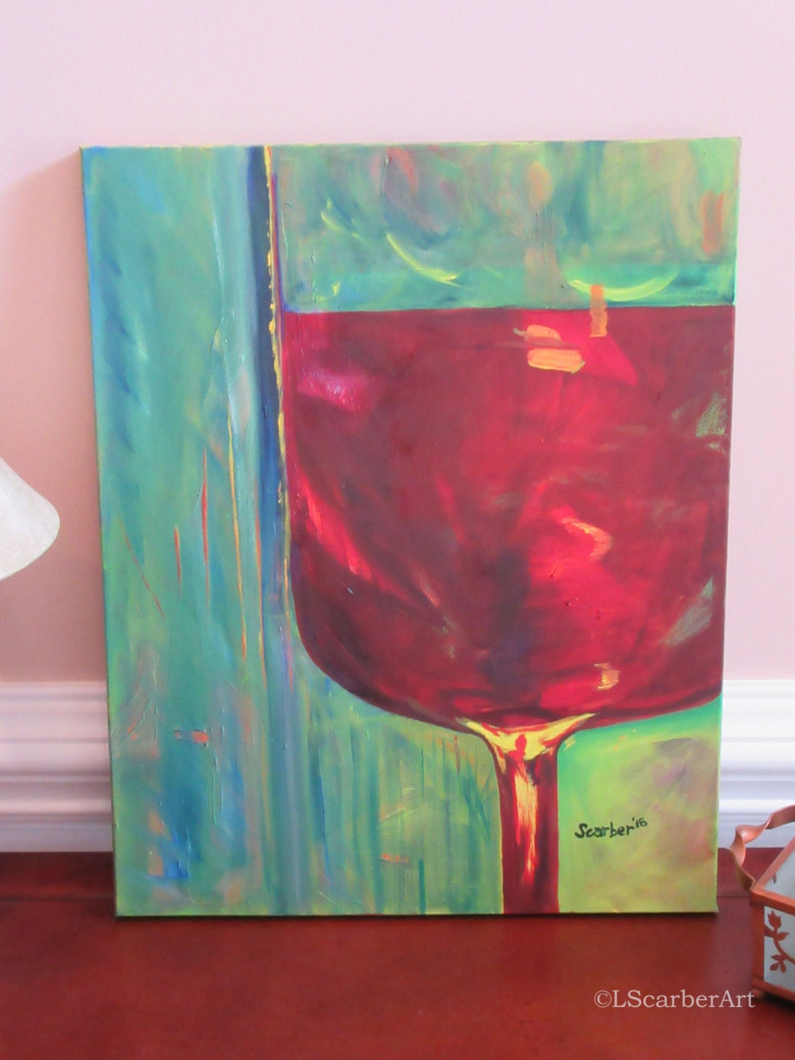 Claret, Abstract; Original Oil on Canvas Painting, Wine, 16x20, Glass ...