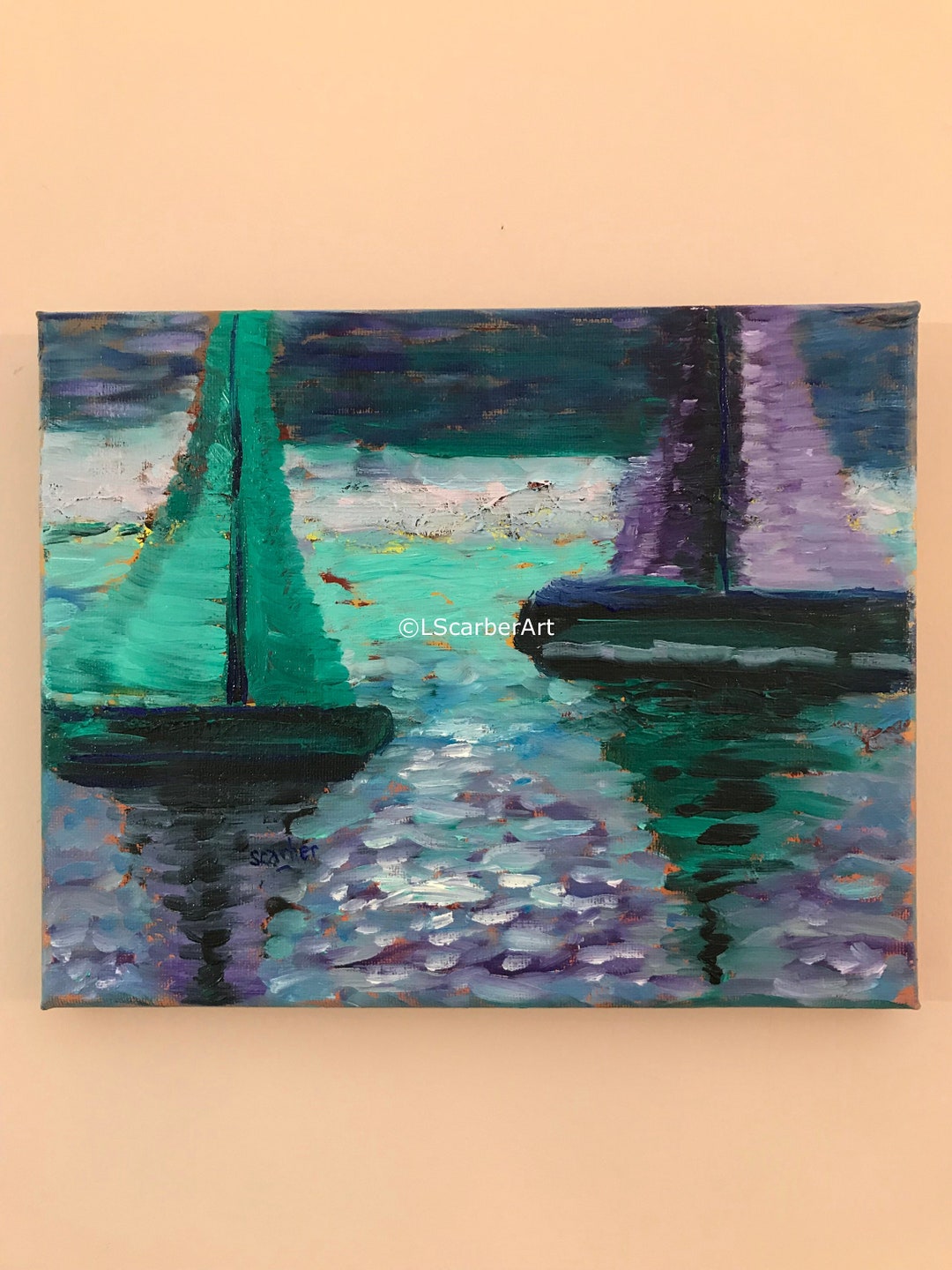 Pastel Seas, Original Oil/canvas 8x10" Abstract Painting, Blue ...