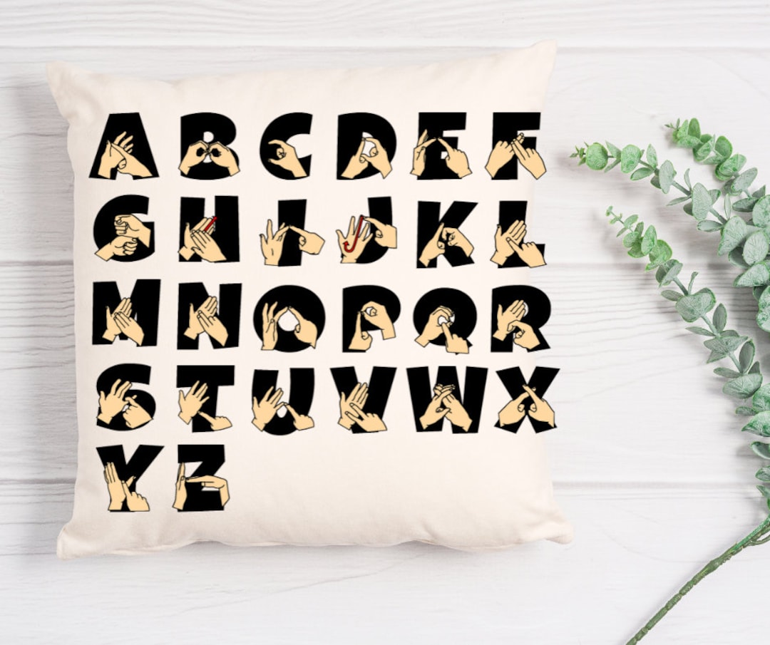 BRITISH Sign Language Alphabet Cushion Cover UK Gift, Visually Impaired ...