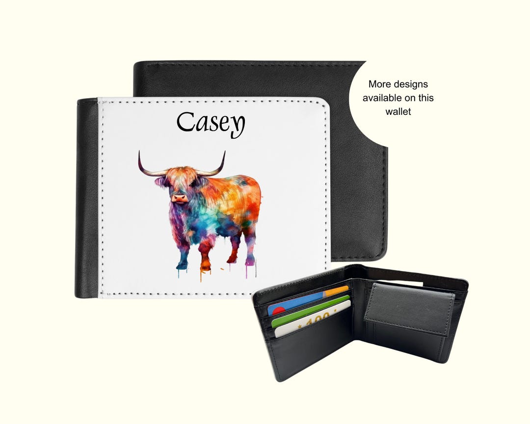 Cute Highland Cow Gift With Personalisation, Wallet for Card Coin and ...