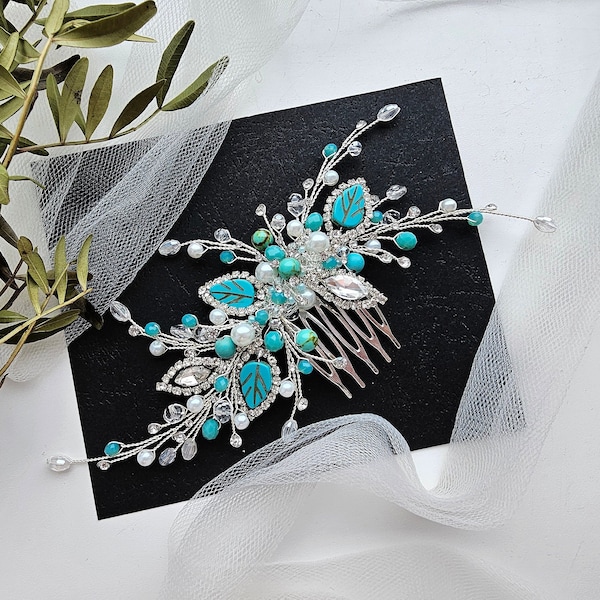 Turquoise Hair Comb - Etsy UK