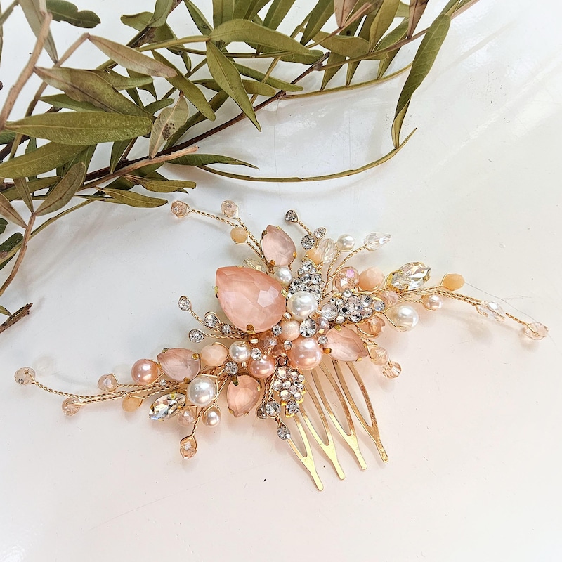 Crystal Hair Comb Peach - Etsy