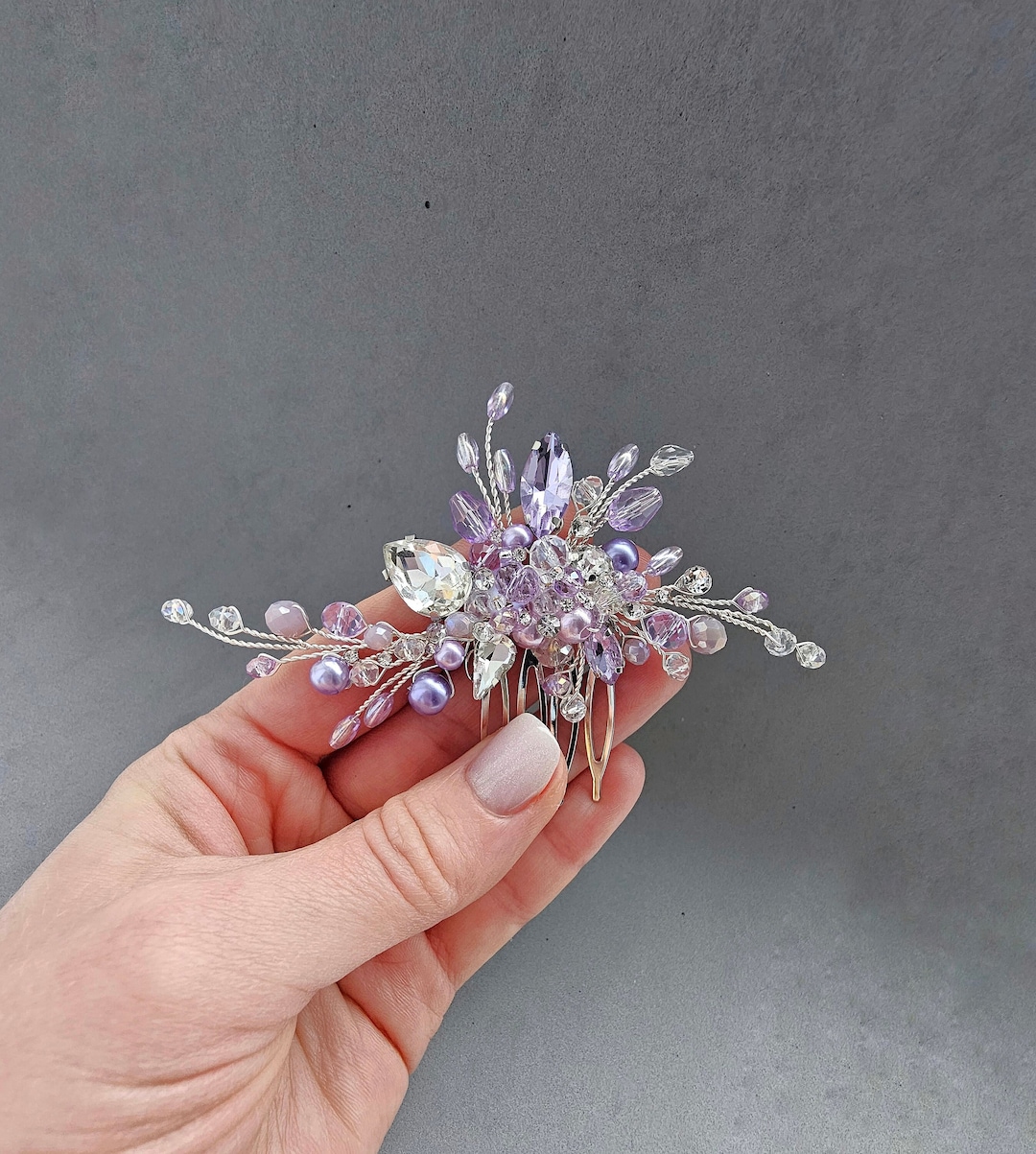 Lilac Hair Comb, Purple Bridal Hairpiece, Violet Wedding Hairpieces ...