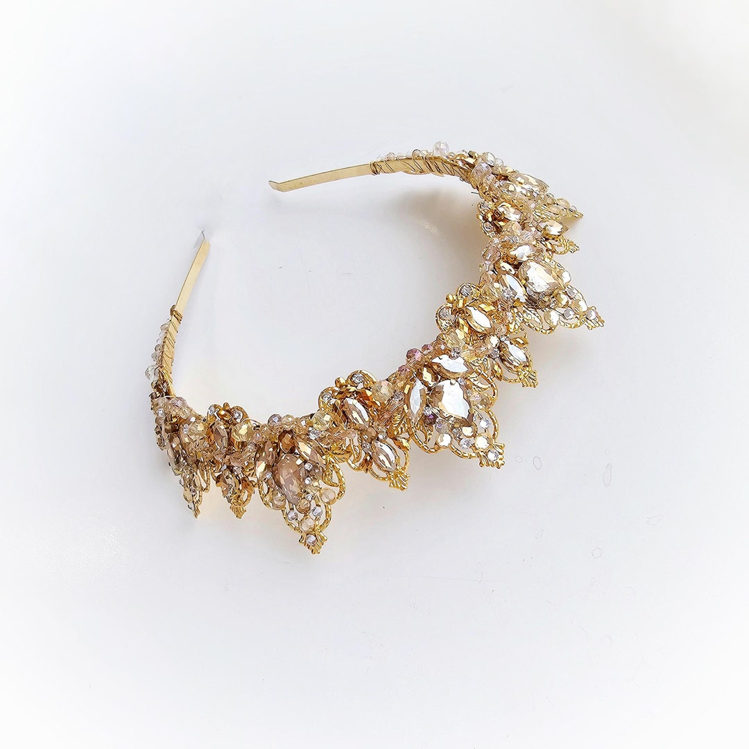 Gold Crown Gold Birthday Crown Gold Tiara for Women Champagne Crown ...