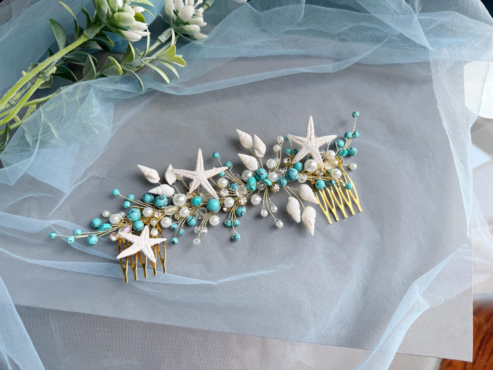 Beach Headpiece Beach Wedding Hair Accessories Seashell Crown Wedding ...
