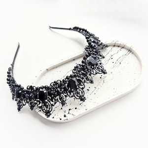 Black Wedding Crown, Gothic Wedding Crown, Spike Crown Black Tiara With ...