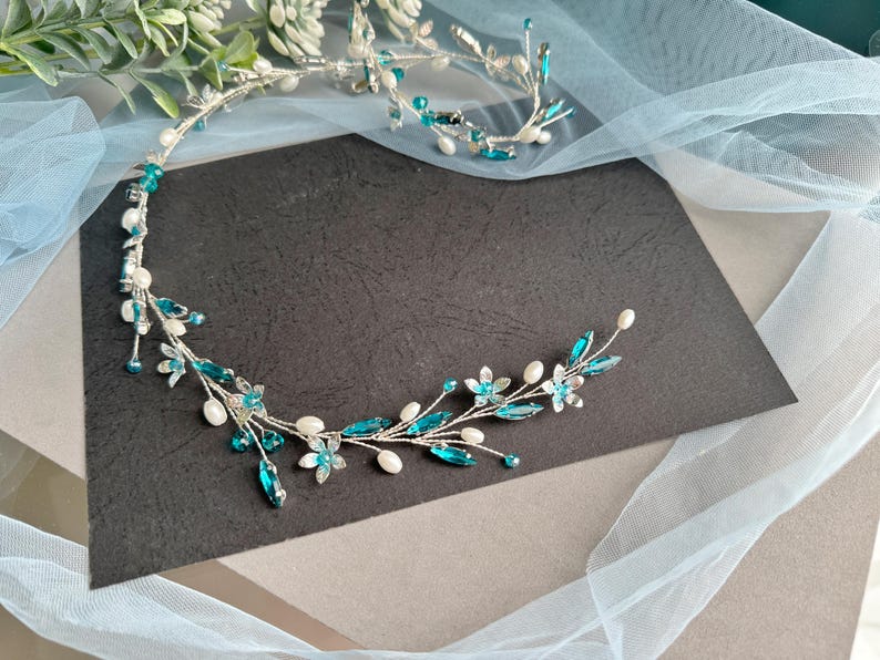 Blue Hair Vine Turquoise Hair Piece Aquamarine Hair Piece Wedding Hair ...